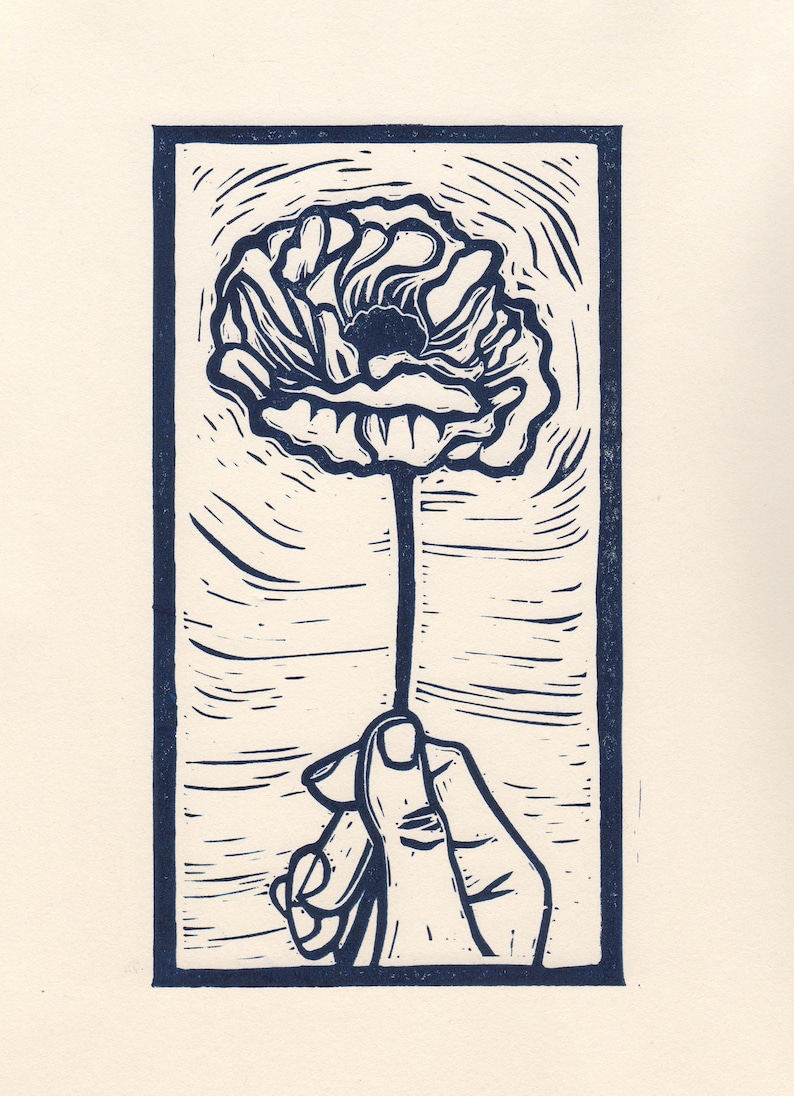 Original Lino-print: Flower - Etsy