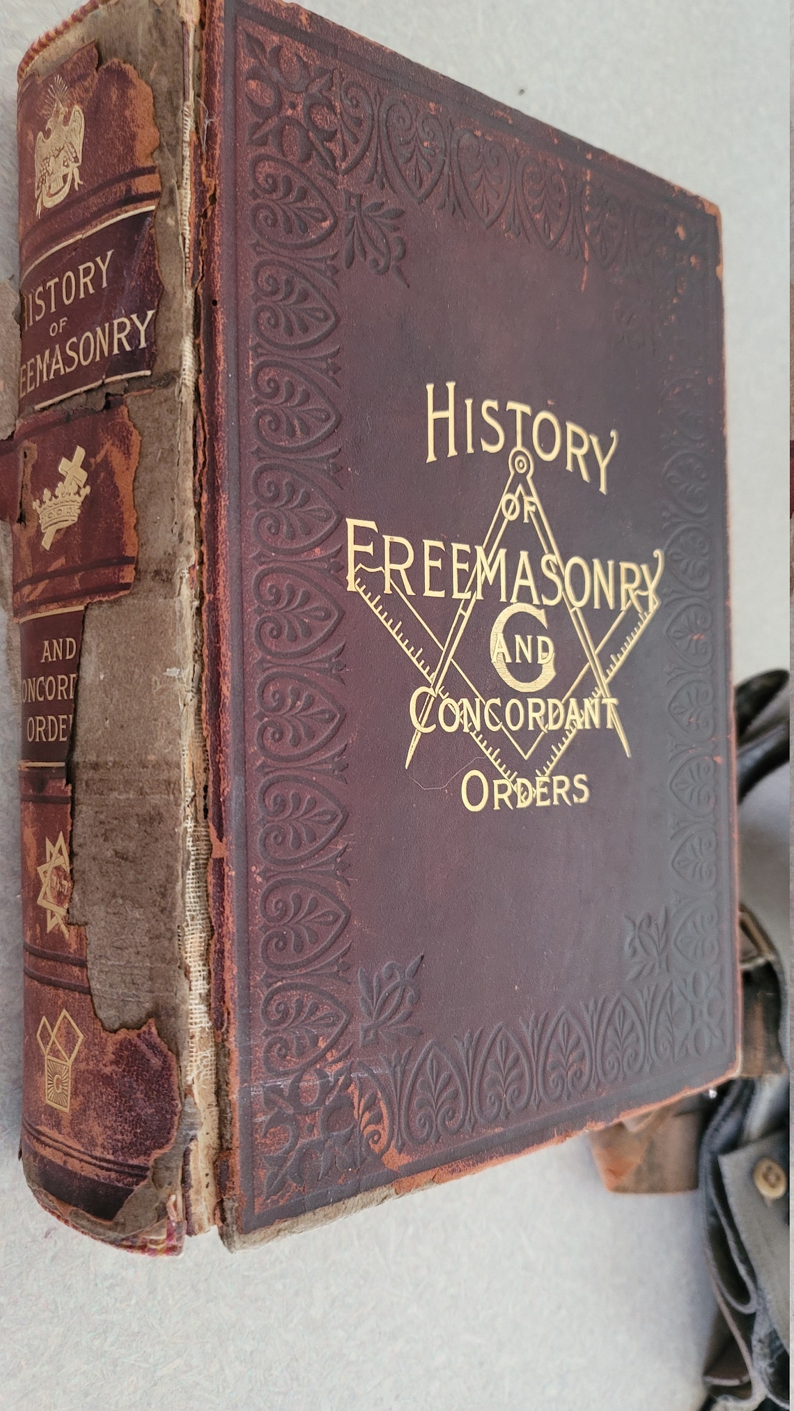 Antique Masonic Uniform Lot Apron Hat Belt Chains Sash Sterling Skull ...