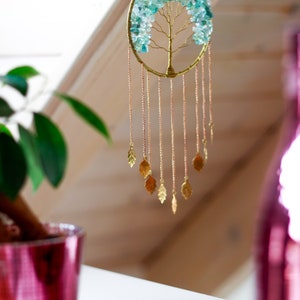 Traumfänger, Sonnenfänger Baum Des Lebens Mit Echten Edelsteinen,messing Wandbehang HEILSTEIN ...