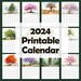 2024 Trees Calendar, Printable A4 and Letter Size, Boxes for Notes ...