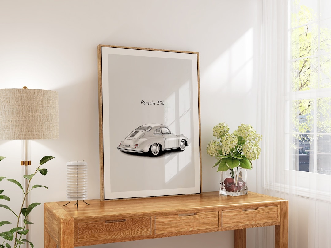 Porsche 356 Digital Drawing Print, Vertical Digital Download Poster ...