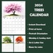 2024 Trees Calendar, Printable A4 and Letter Size, Boxes for Notes ...