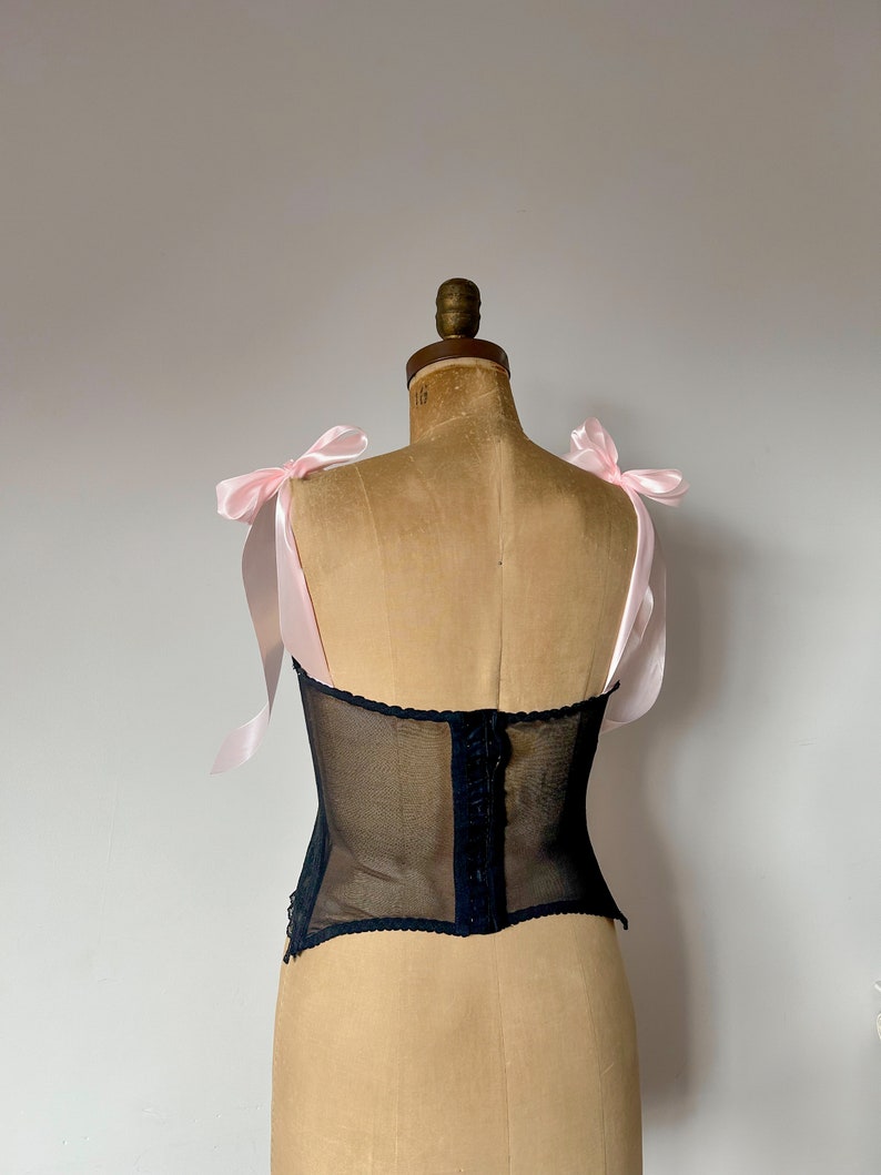 Black Lace Bow Bustier 75B/70C/80A - Etsy Australia