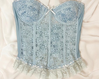 Blue Lace Bustier | Etsy