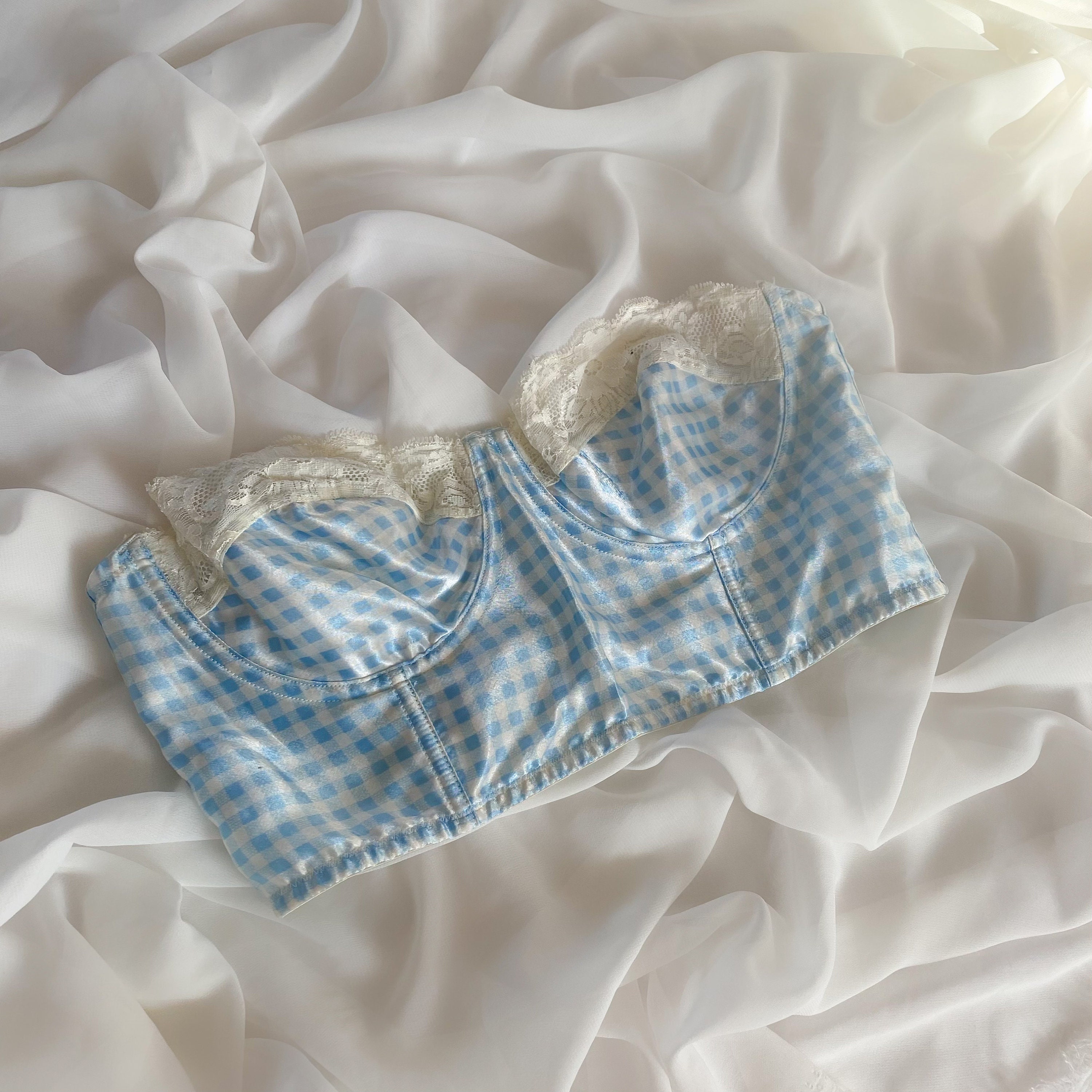 Blue Gingham Bustier 85B/80C/90A - Etsy