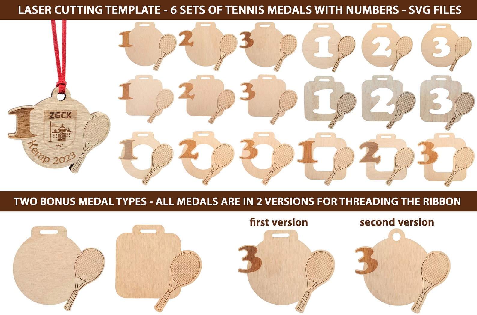 TENNIS MEDALS, SVG File for Laser Cutting, Cnc, Template - Etsy