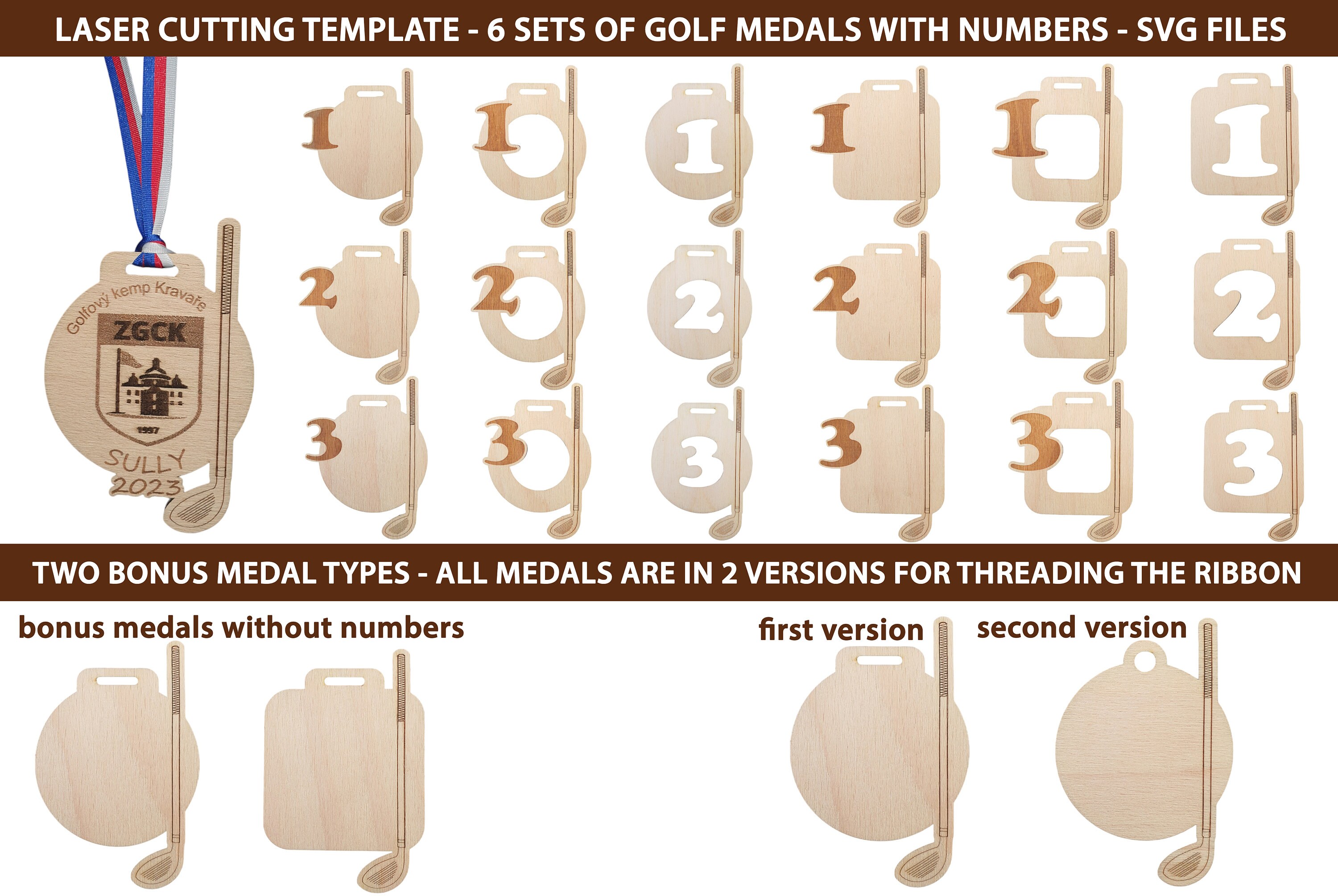 Golf MEDALS, SVG and DXF File for Laser Cutting, Cnc, Template - Etsy