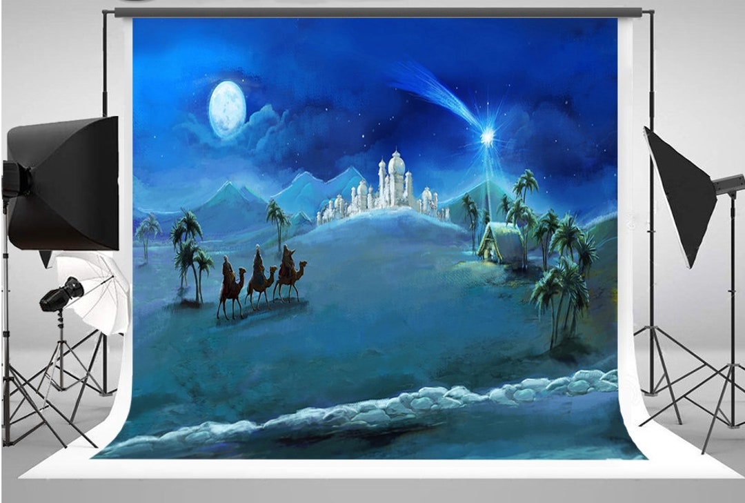 Designgoodshop1 Star Bethlehem Baby Jesus Castle Moon Backdrop Kids ...