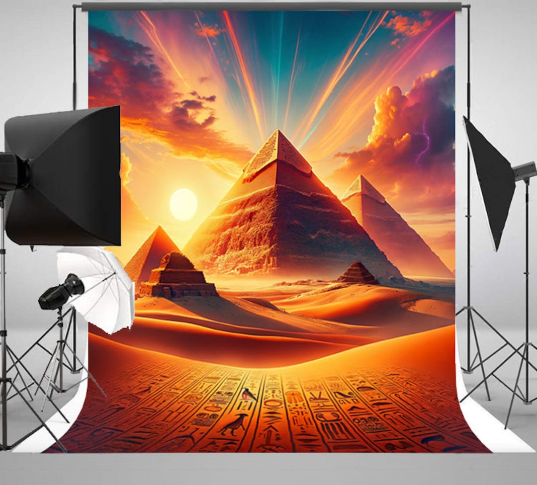 Egyptian Pyramid Against Desert Sun Golden Hue Ancient Glow Sky ...