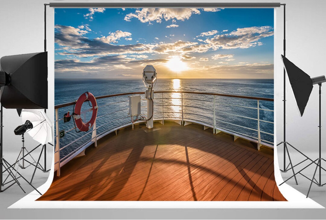 Designgoodshop1 Sunset Ocean Cruise Ship Deck Backdrop Landscape Party ...
