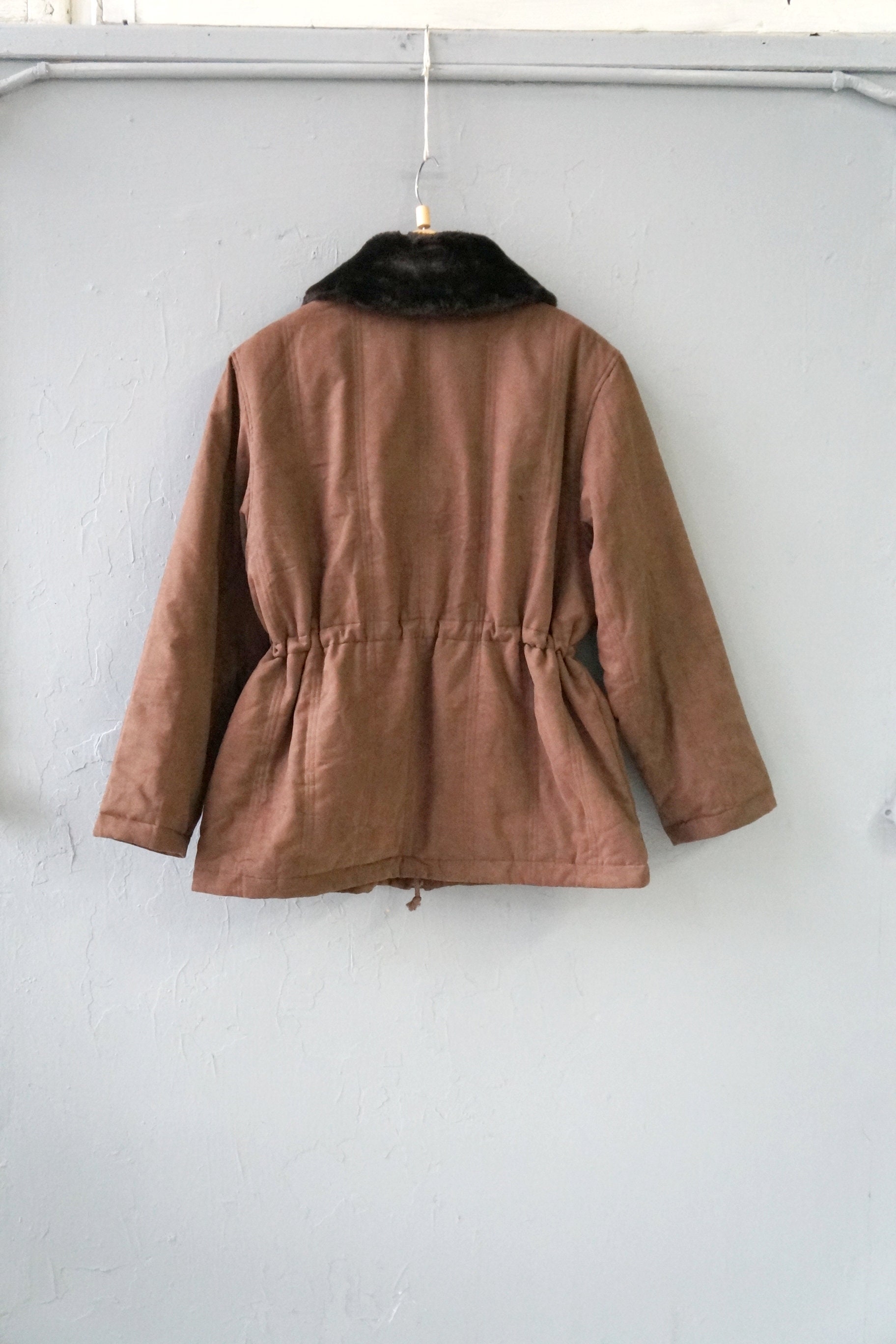 Vintage 90s Faux Suede Parka: Brown Michel Valerie Coat, M/L - Etsy