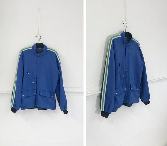 Vintage Mens Jacket S M 90s Blue Jacket Mens Striped Jacket | Etsy