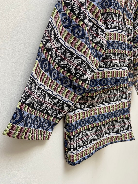 Vintage Aztec Print Jacket: One Button Boho Blazer, S… - Gem