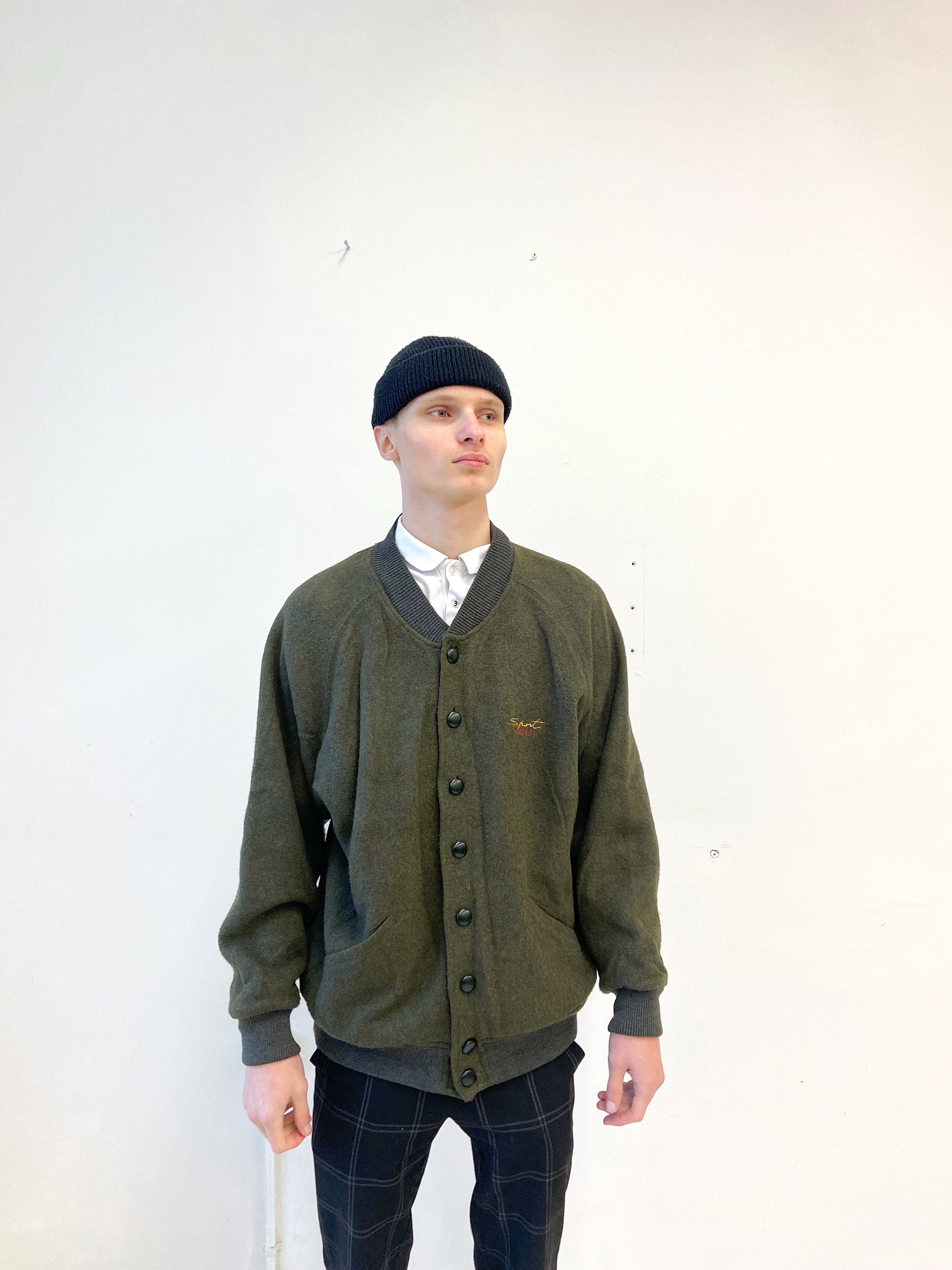 Vintage Wool Jacket Mens Wool Bomber Jacket Green Wool Jacket - Etsy