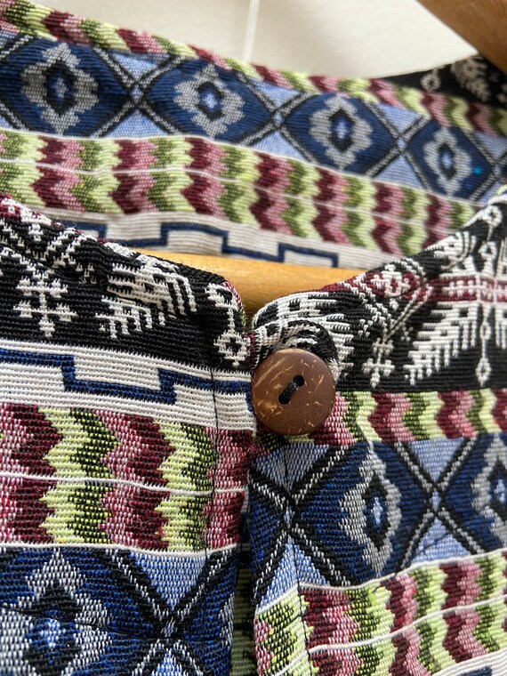 Vintage Aztec Print Jacket: One Button Boho Blazer, S… - Gem