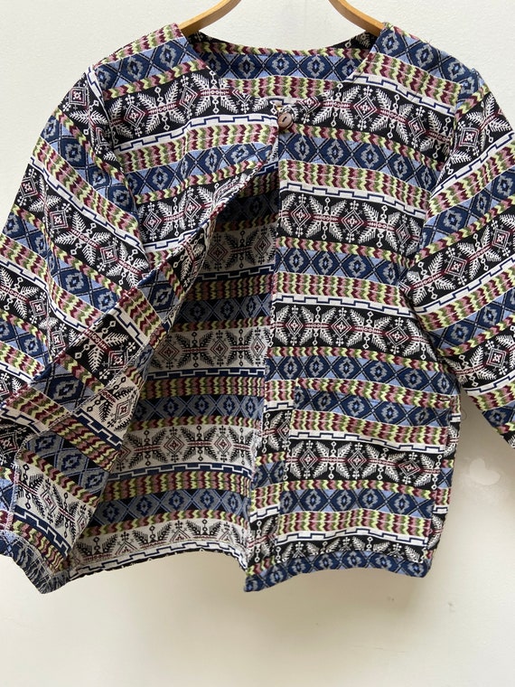 Vintage Aztec Print Jacket: One Button Boho Blazer, S… - Gem