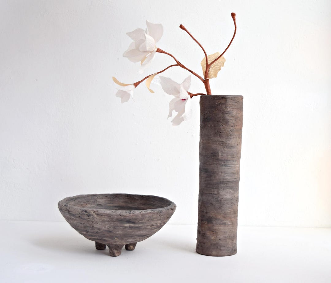 Footed Dish, Rustic Bowl, Entryway Bowl for Keys, Pottery Bowl ...