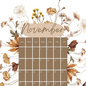 November Calendar Phone Wallpaper - Etsy