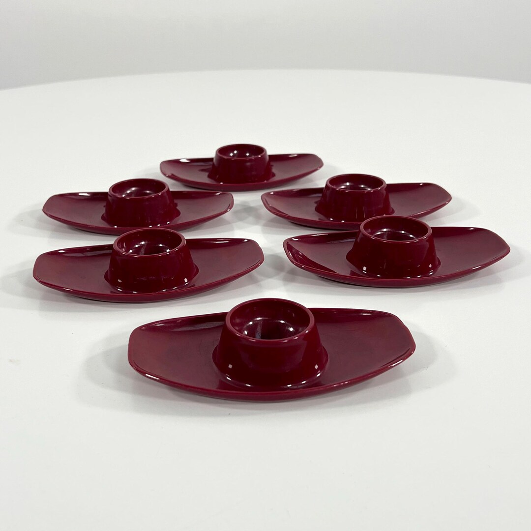 Set of 6 Burgundy Space Age Egg Cups From Luran Germany, 1970s - Etsy