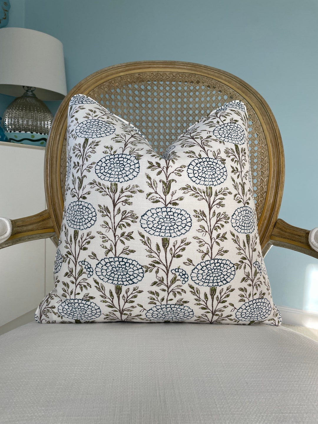 Lisa Fine “samode” in Indigo/oyster 100% Linen Designer Pillow Cover ...