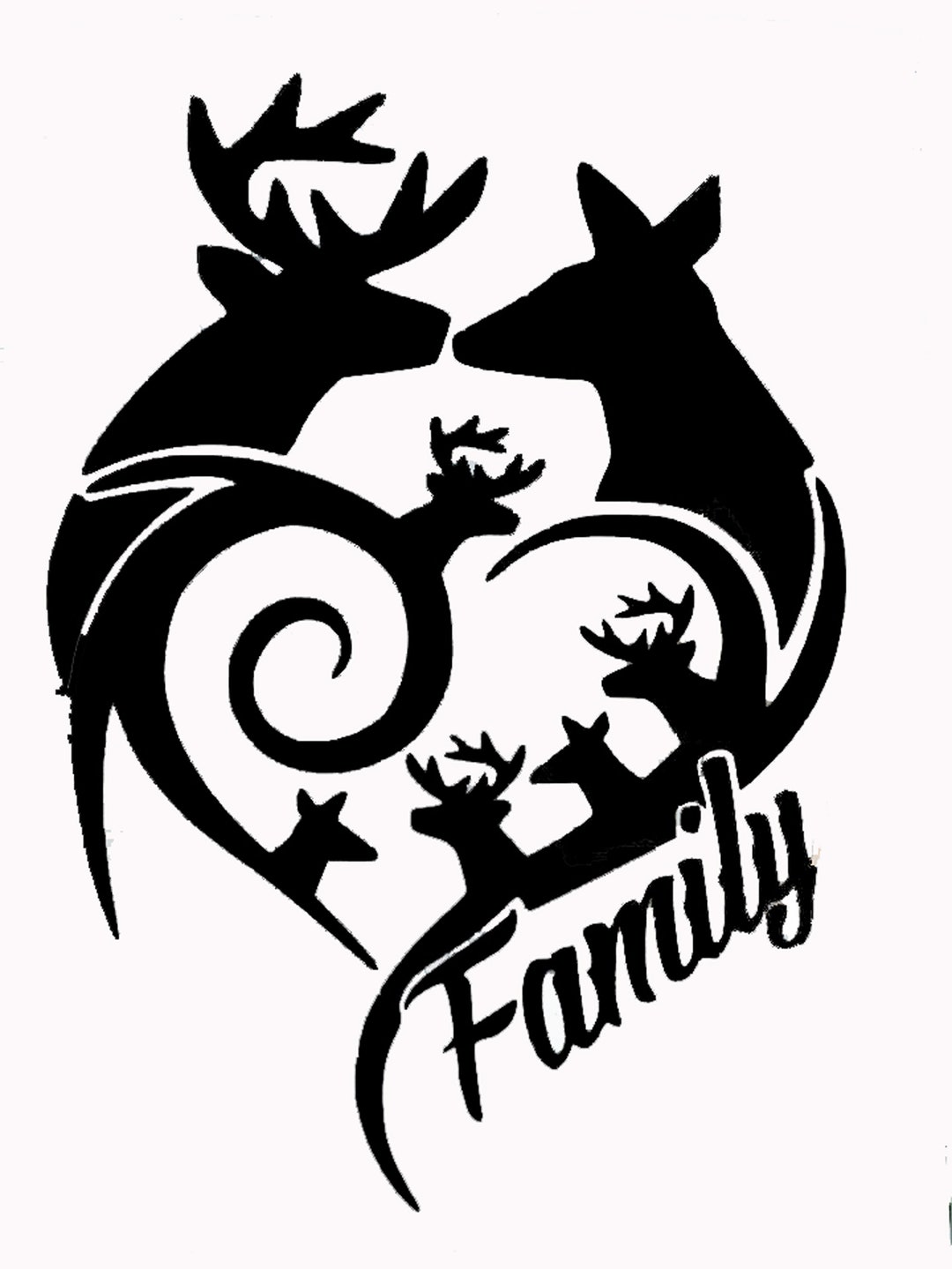 Deer Family, Heart, Vinyl Car Decal, Sticker. Great for Your Car ...