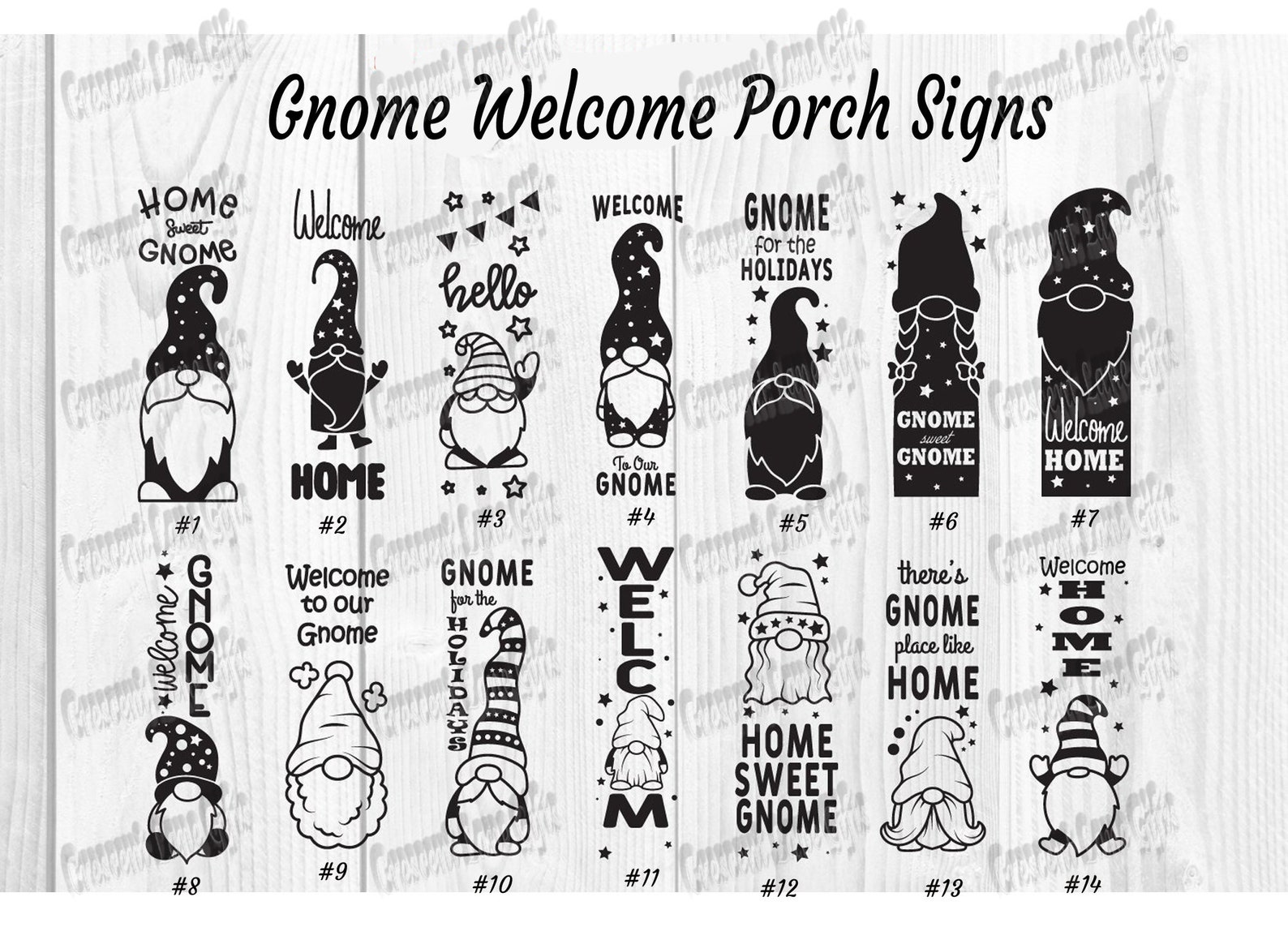 Gnome Welcome Porch Sign Vinyl Decal, Vertical Wood Sign (8x48" Board ...