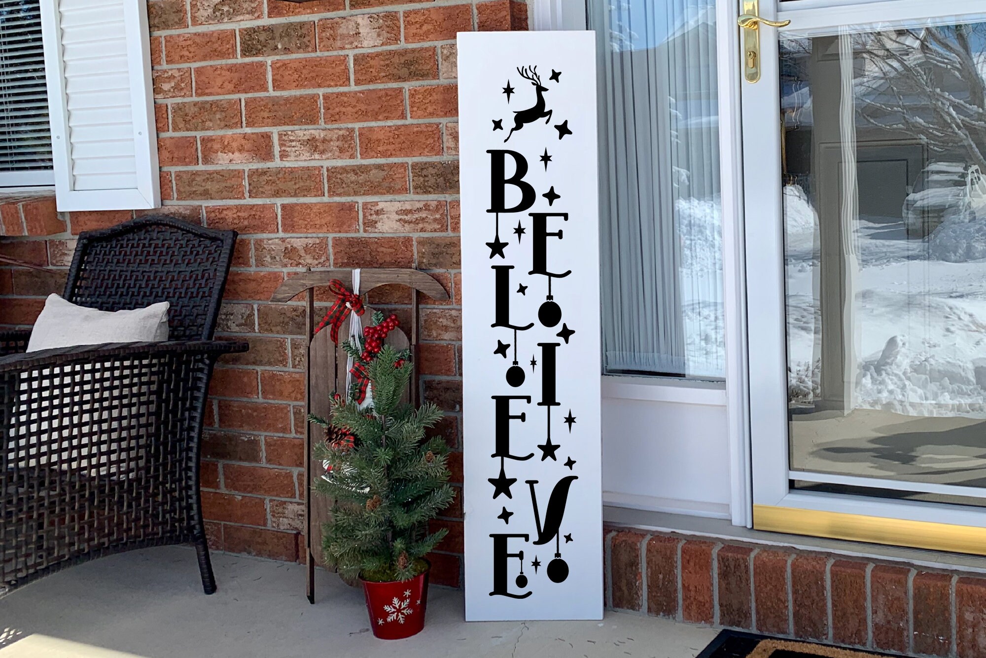 Christmas Porch Sign Vinyl Decal, Vertical Wood Sign Stencil (8x48) - Etsy