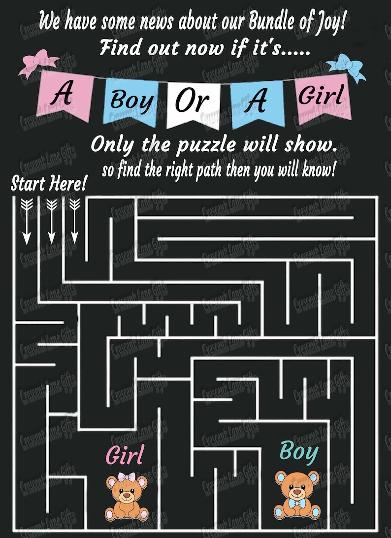 Gender Reveal Puzzle for Kids and Families, 12 Piece or 30-piece ...