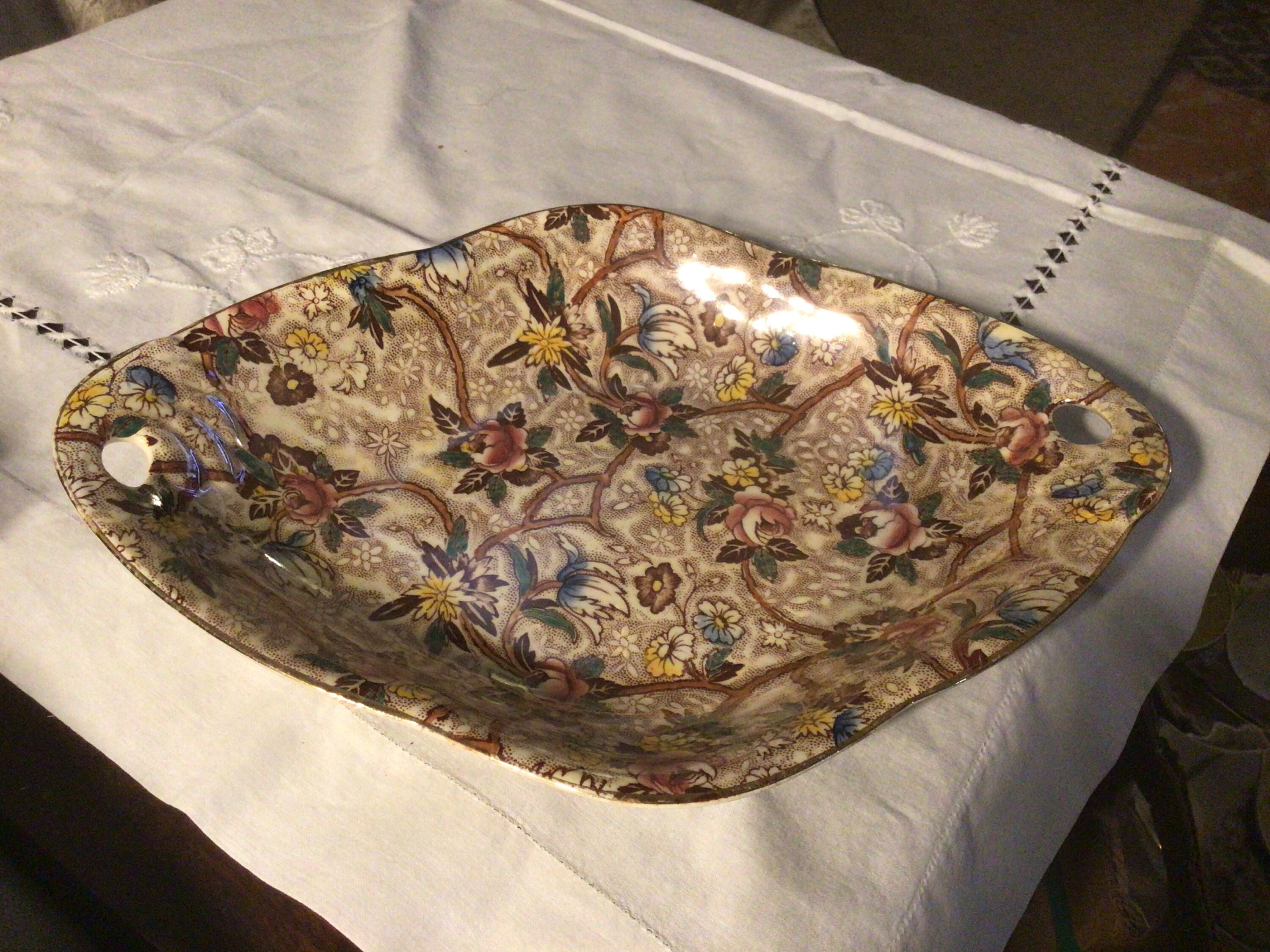 Maling Lustre Dish 1929 Chintz Chestnut Brown Painted Colours - Etsy