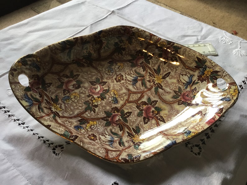 Maling Lustre Dish 1929 Chintz Chestnut Brown Painted Colours - Etsy