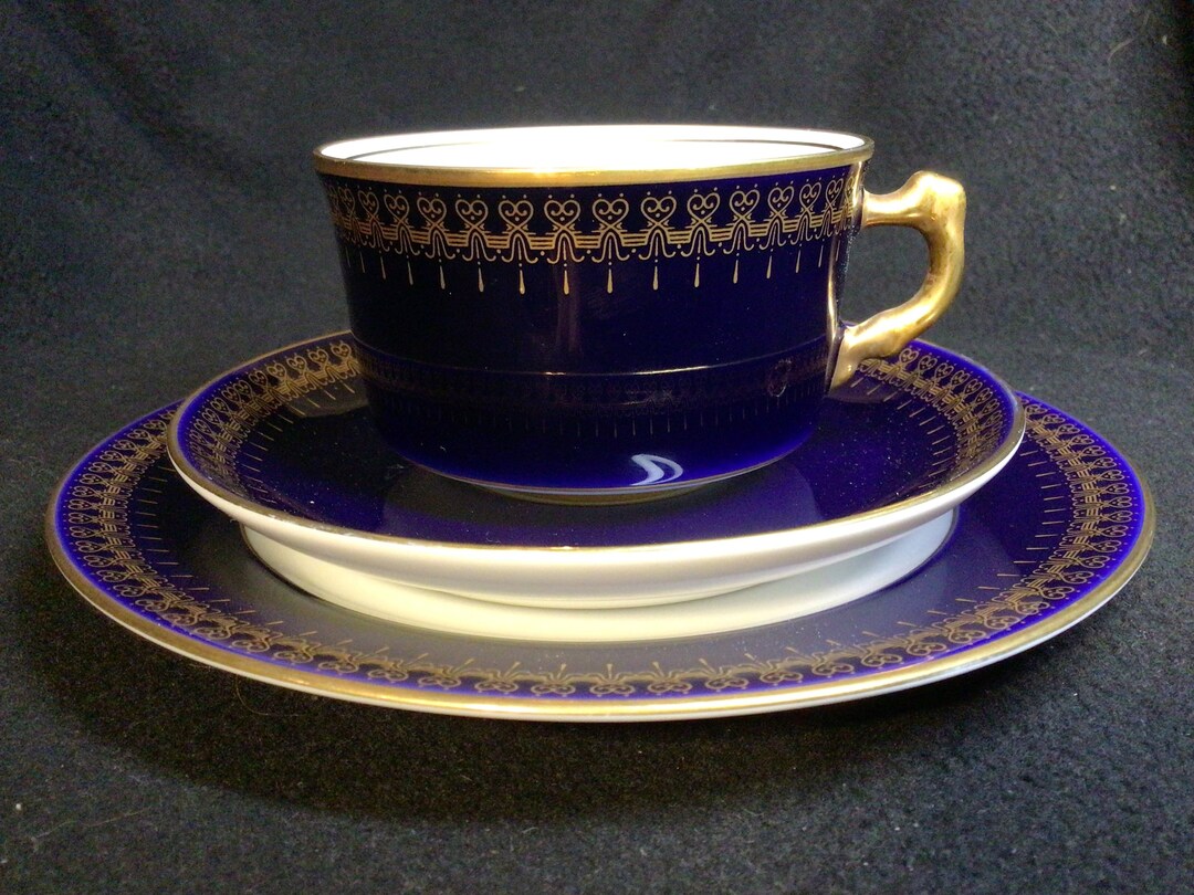 Cobalt Blue and Gold Demi Tasse Trio by Romanov - Etsy