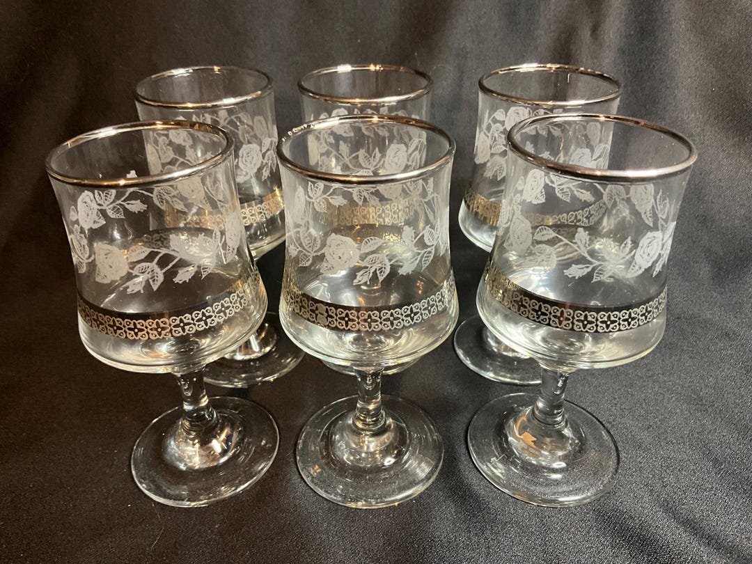 Silver Rose Sherry Glasses in Original Box as MCM as You Can Get for ...