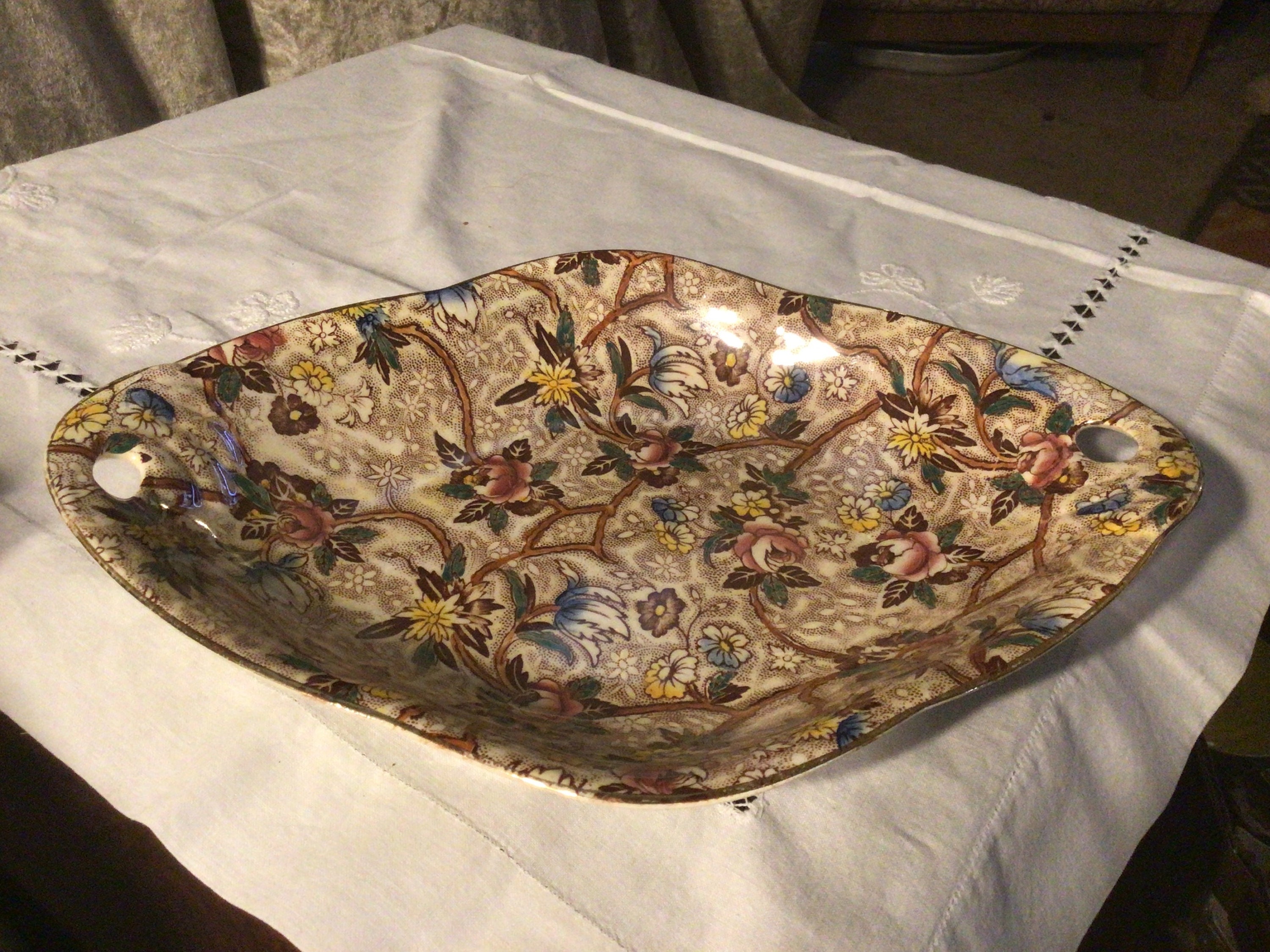 Maling Lustre Dish 1929 Chintz Chestnut Brown Painted Colours - Etsy