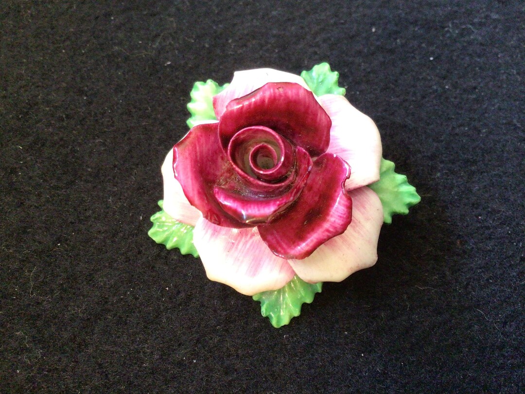 Vintage Deep Pink Bone China English Rose Brooch - Etsy
