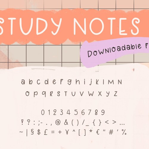 Study Notes Downloadable Font .ttf .otf Files Sans Serif | Etsy
