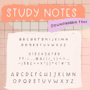 Study Notes Downloadable Font .ttf .otf Files Sans Serif | Etsy