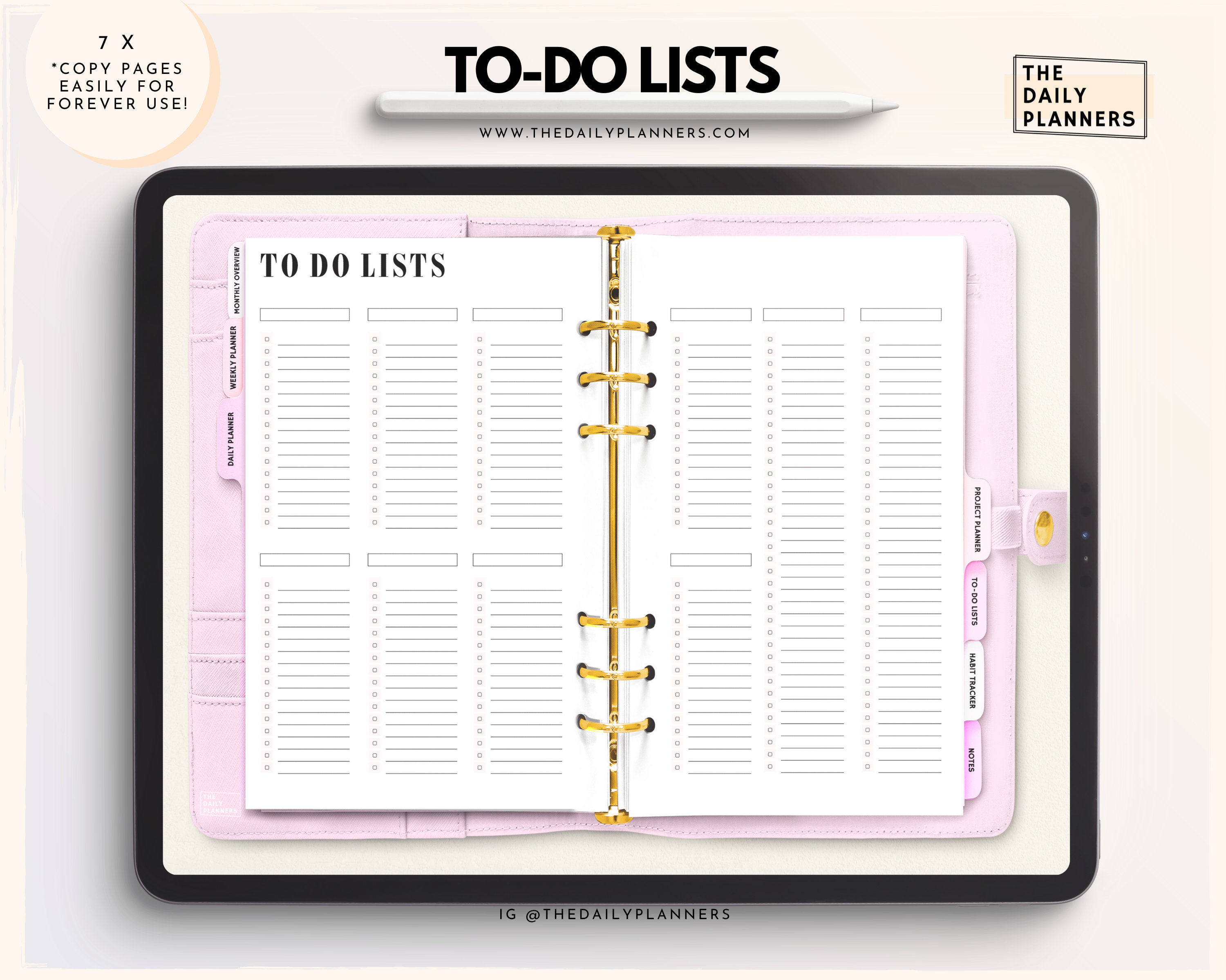 Pink Undated Digital Planner: Daily, Weekly, Monthly (PDF) - Etsy