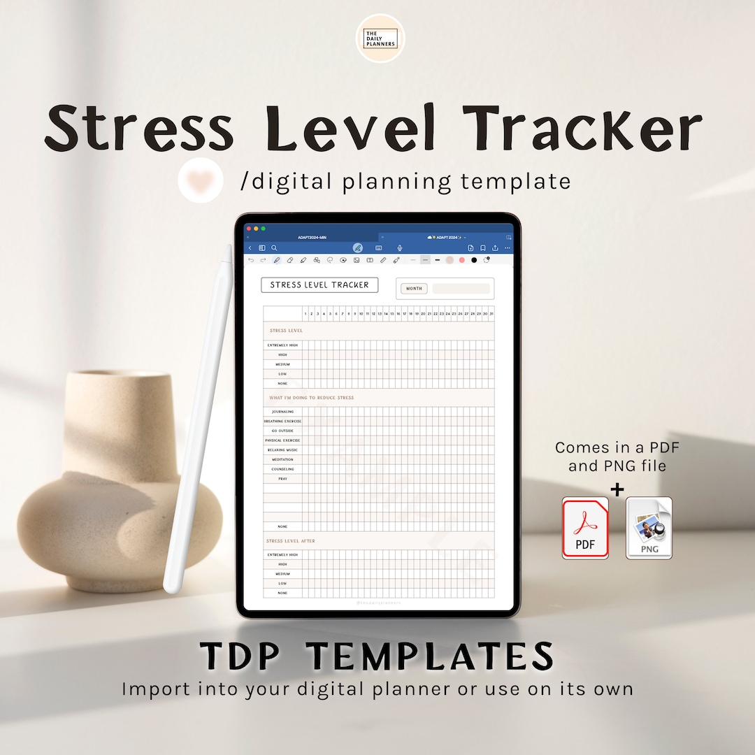 Stress Level Tracker: Digital Planning Template (PDF & PNG) - Etsy