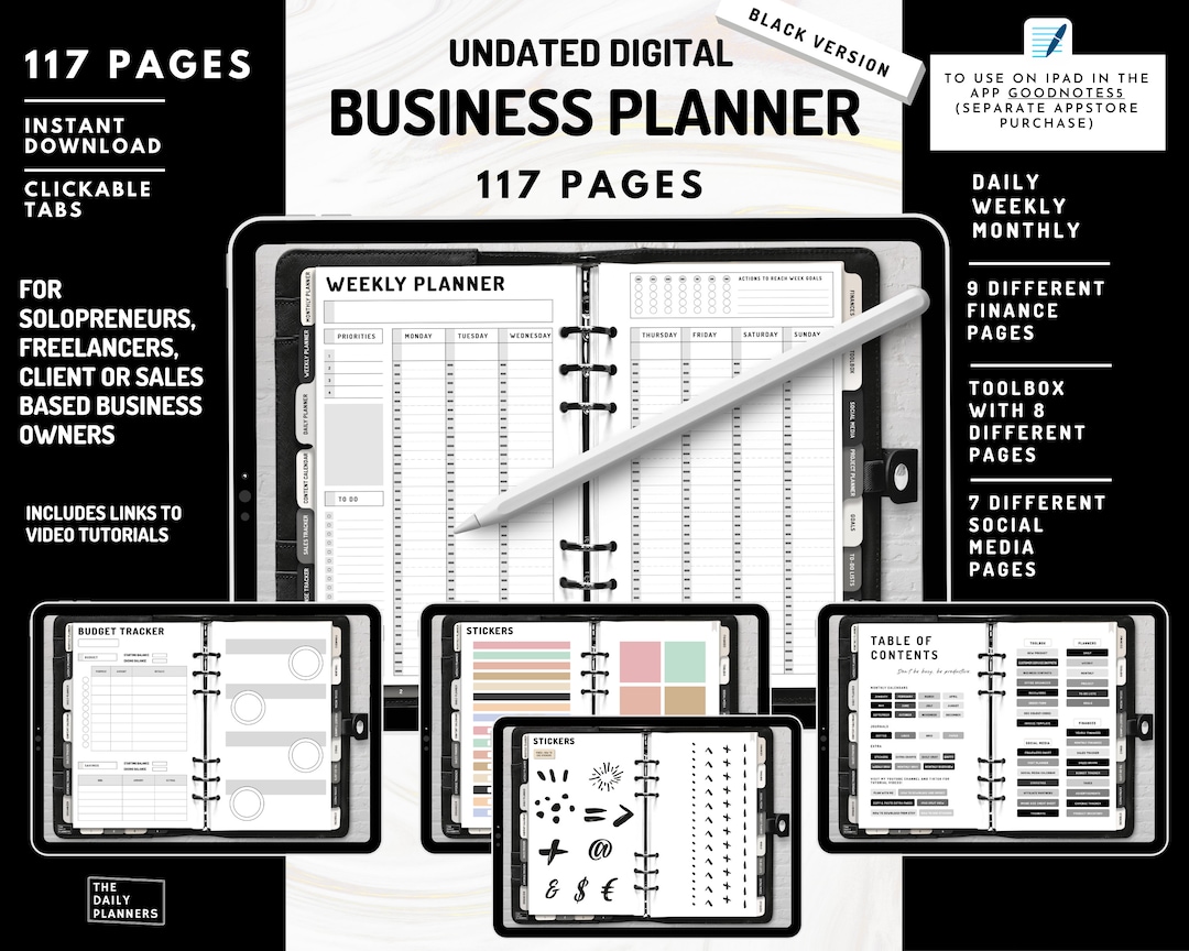 Undated Digital Business Planner: Daily, Weekly, Monthly (goodnotes App ...