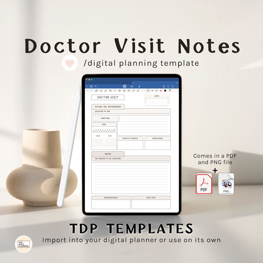 Doctor Visit Notes: Digital Planning Template (PDF & PNG) - Etsy