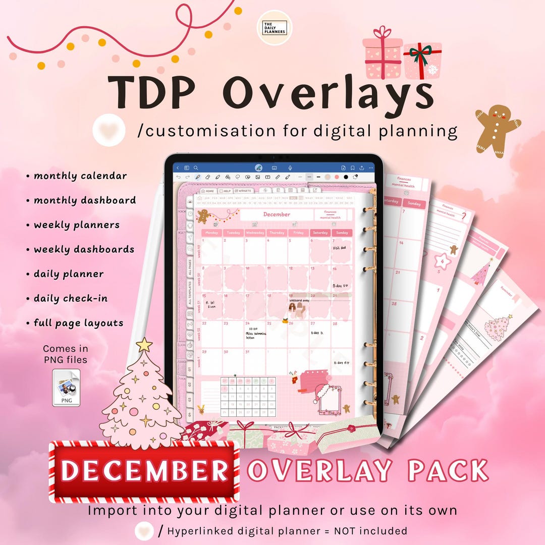 TDP Overlays – December Overlay Pack (PNG) for Apps Like Goodnotes ...