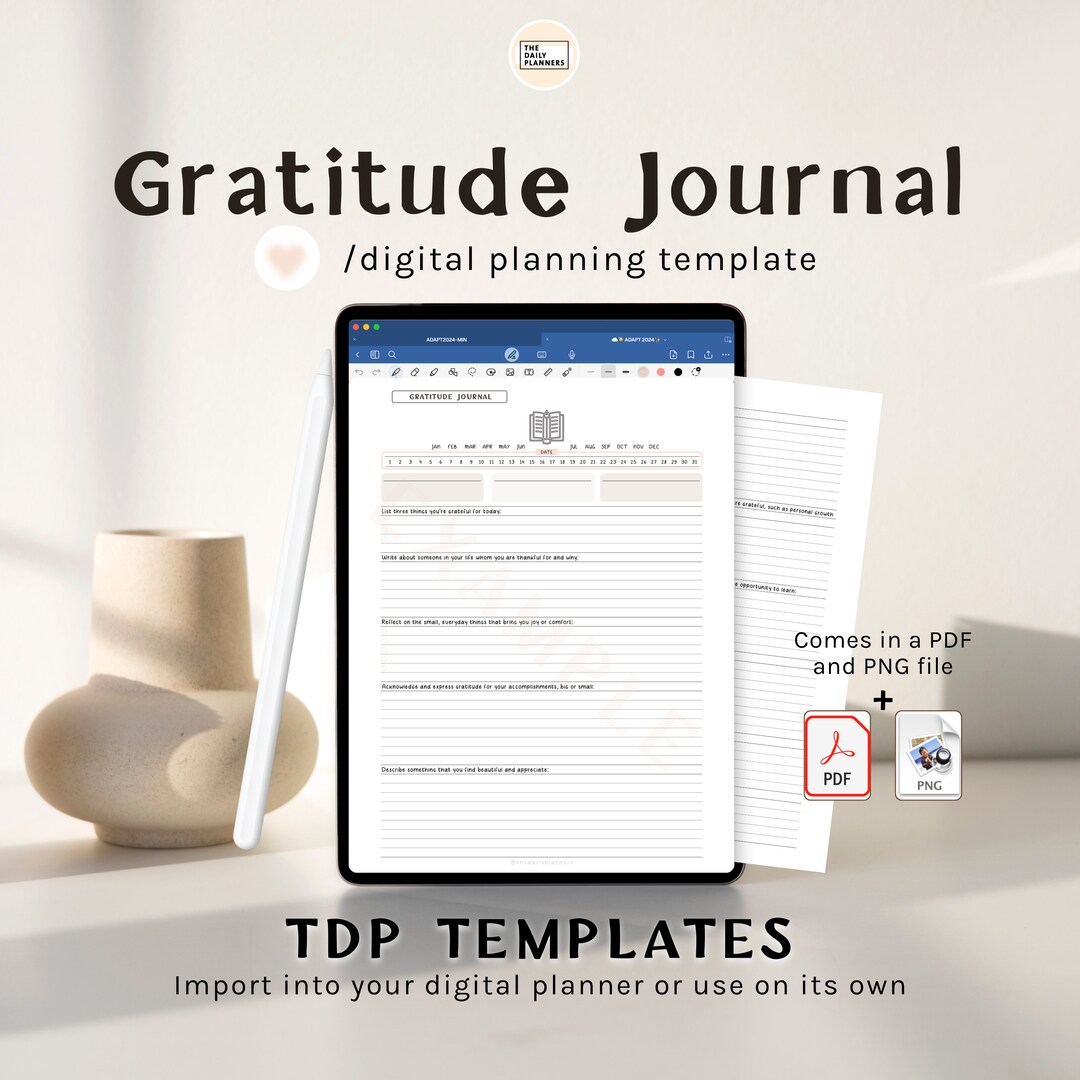 Gratitude Journal: Digital Planning Template (PDF & PNG) - for ...