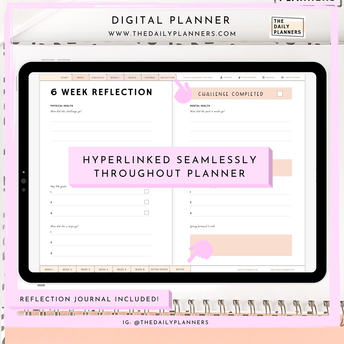 Digital Fitness Challenge Planner Daily Weekly planner | Etsy