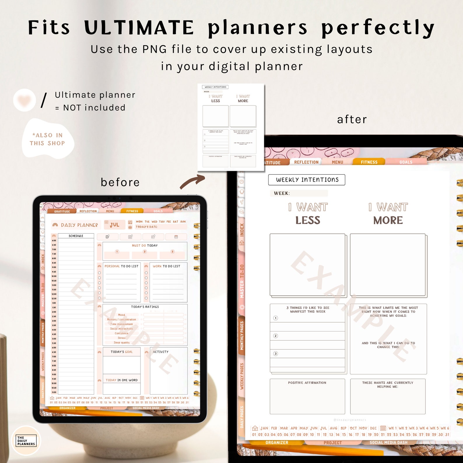 Weekly Intentions Digital Planning Template (PDF & PNG) - for Goodnotes ...