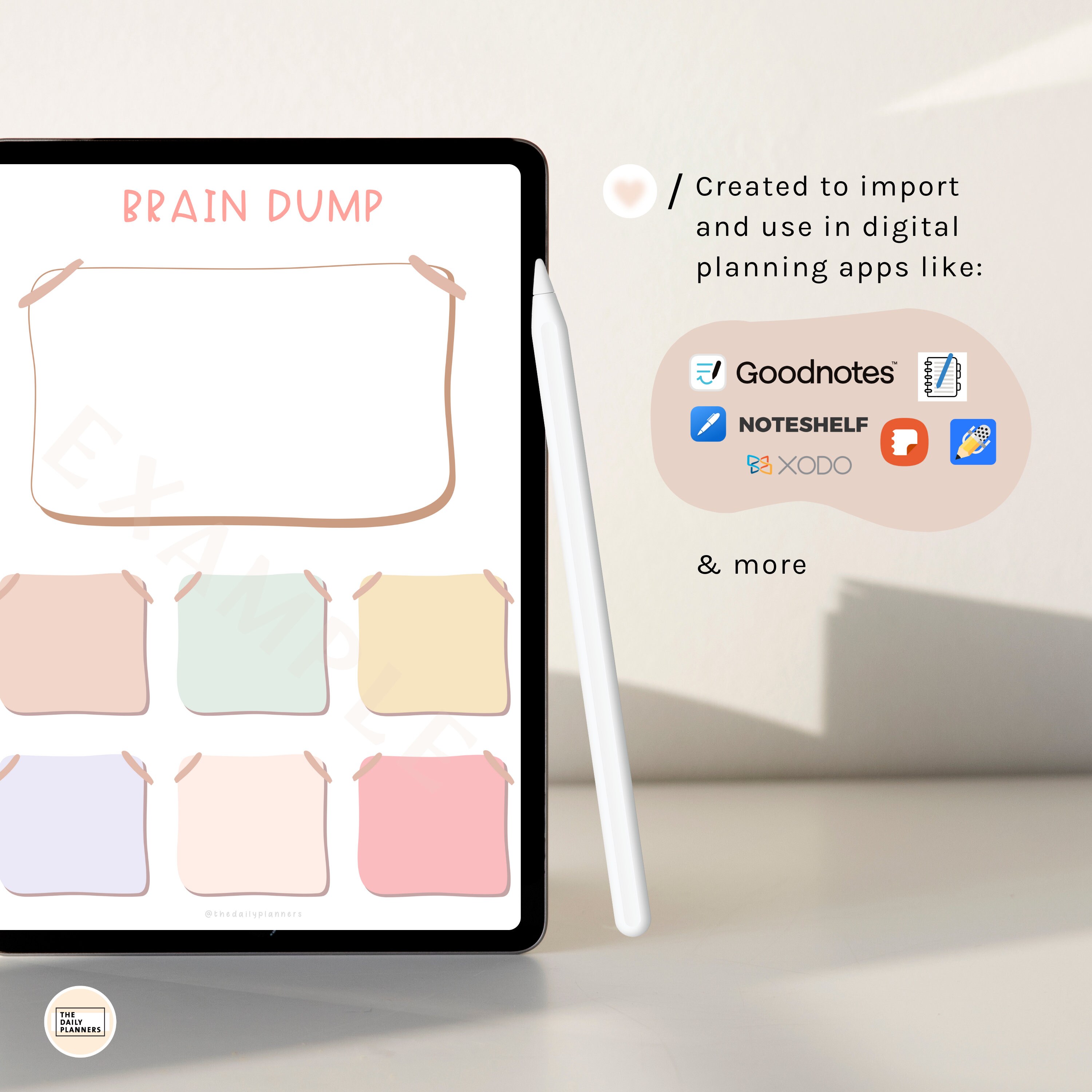 Brain Dump Digital Planning Template (PDF & PNG) - for Goodnotes ...