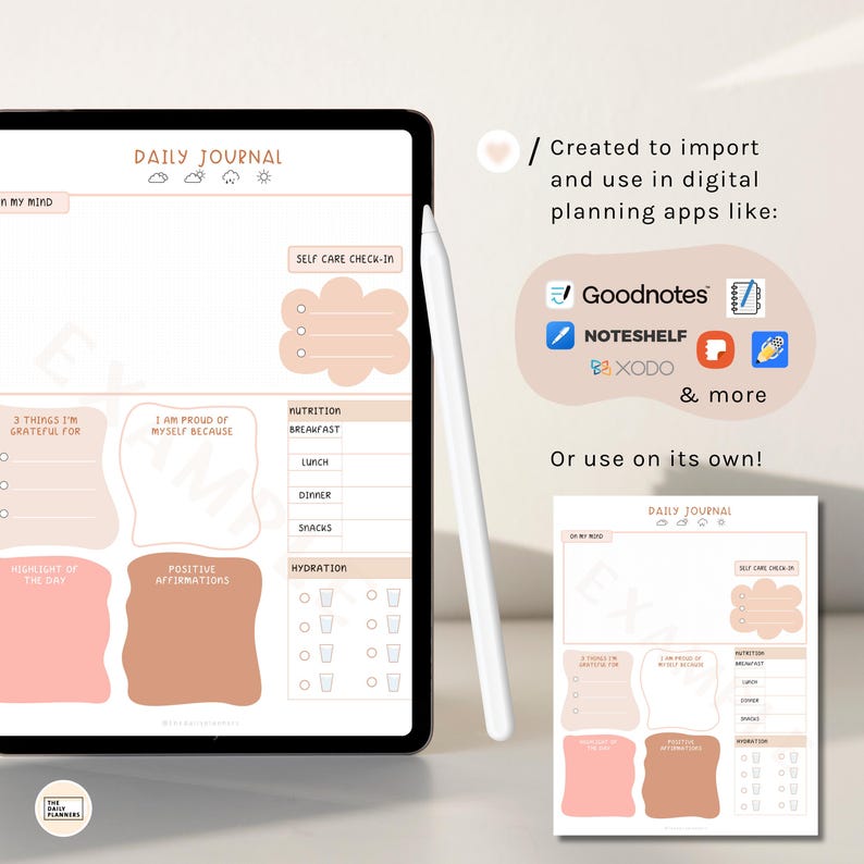 Daily Journal Template (PDF & PNG) - for Goodnotes, Noteshelf and More ...