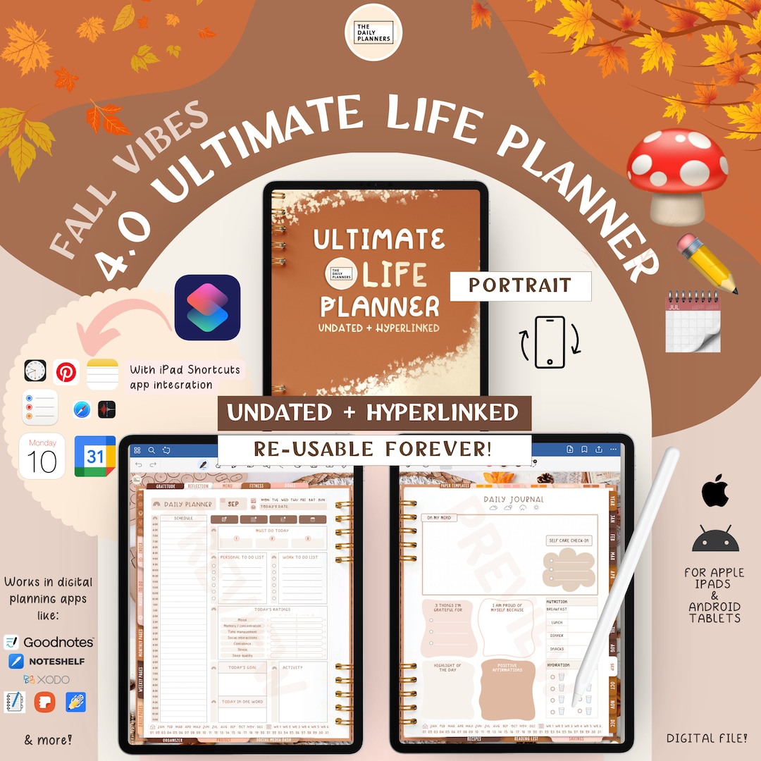 4.0 Ultimate Undated Life Planner - Fall Vibes | Portrait Digital ...