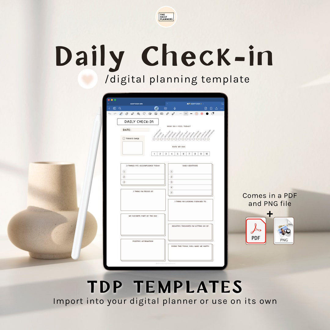 Daily Check-in | Digital Planning Template | TDP TEMPLATES | Planning ...