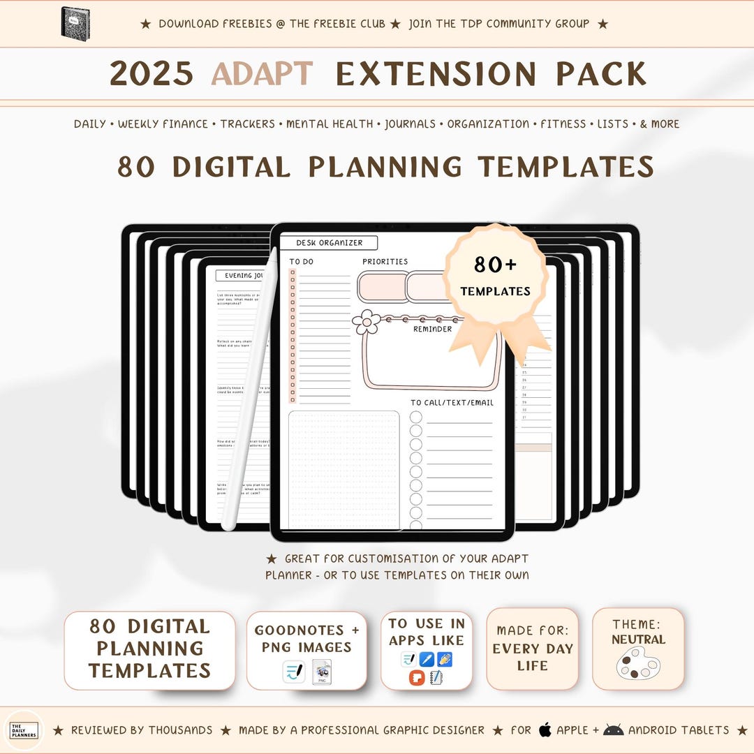 2025 Digital Planner Inserts: ADAPT Extension Pack, 80 Layouts (PDF) - Etsy