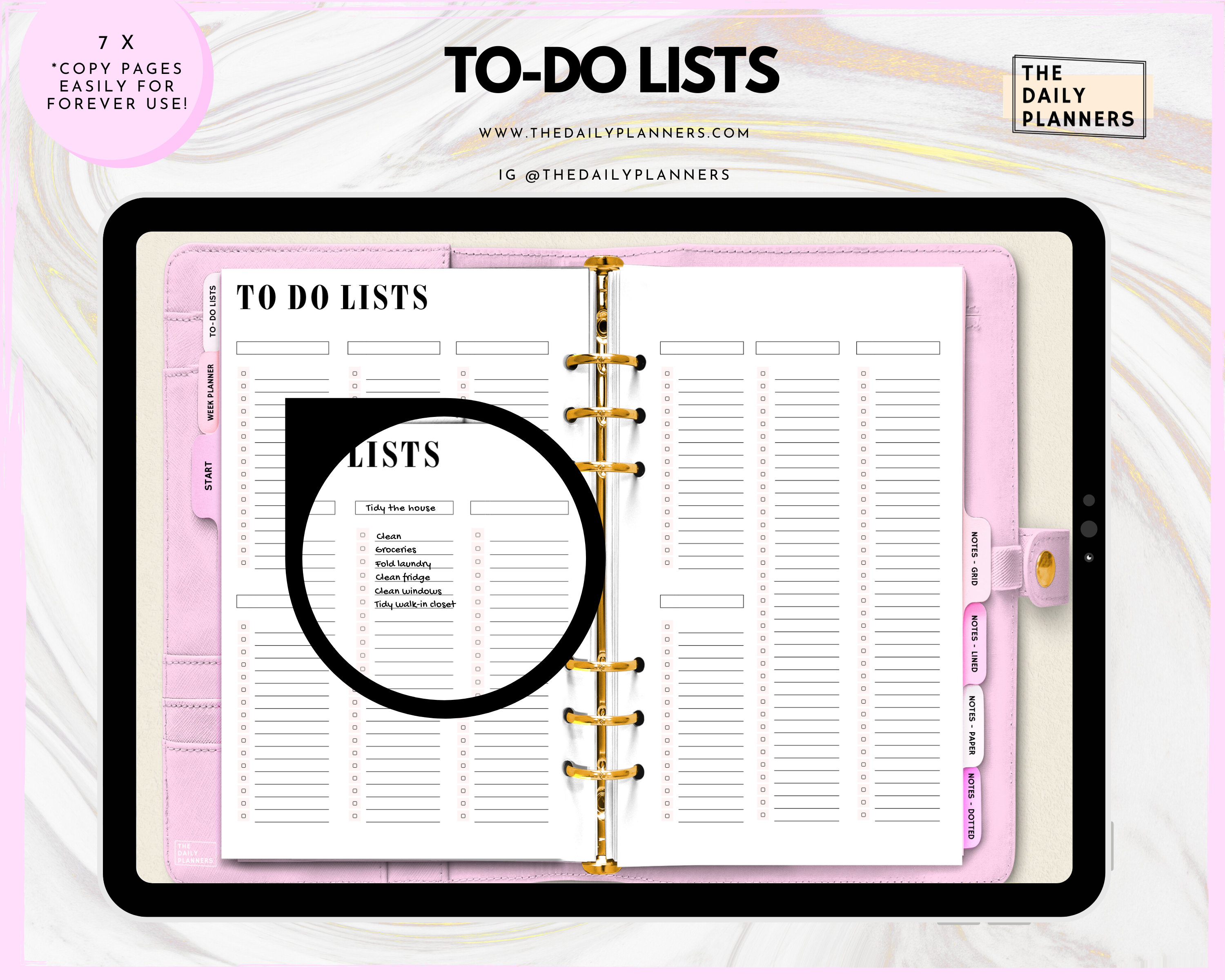 Weekly_undated Digital Planner pink Planner to Do Lists - Etsy
